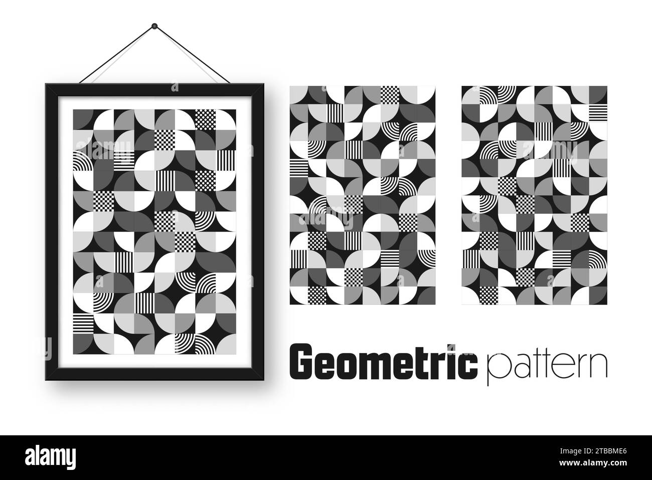 Picture frame with geometric trendy pattern, Bauhaus style. Modern ...