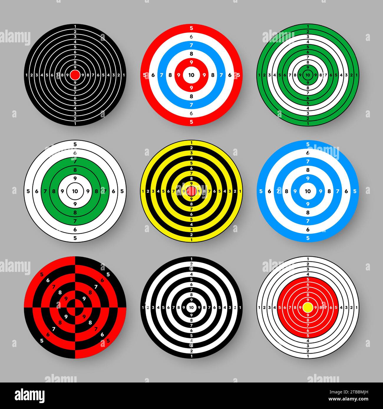 Shooting range paper targets. Round target with divisions, marks and ...