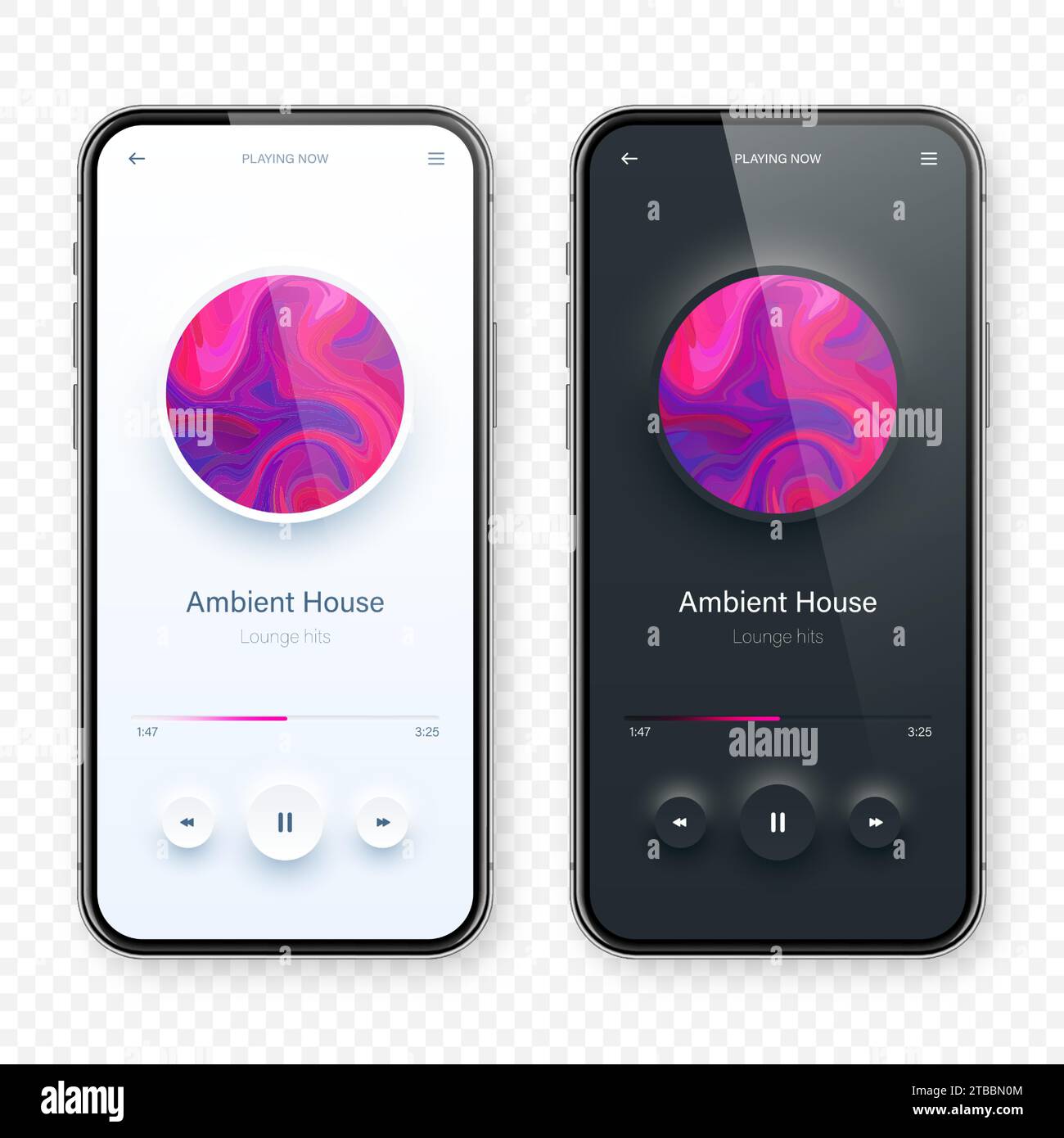 Online audio player user interface, smartphone app UI design. Music, media streaming and ...
