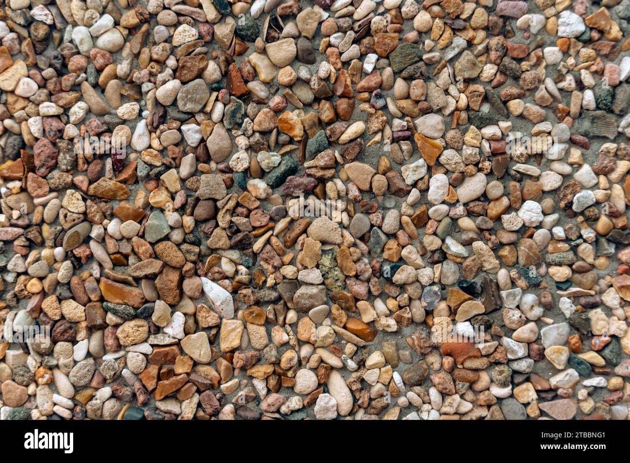 A close-up image of a natural pebble background with a textured surface ...
