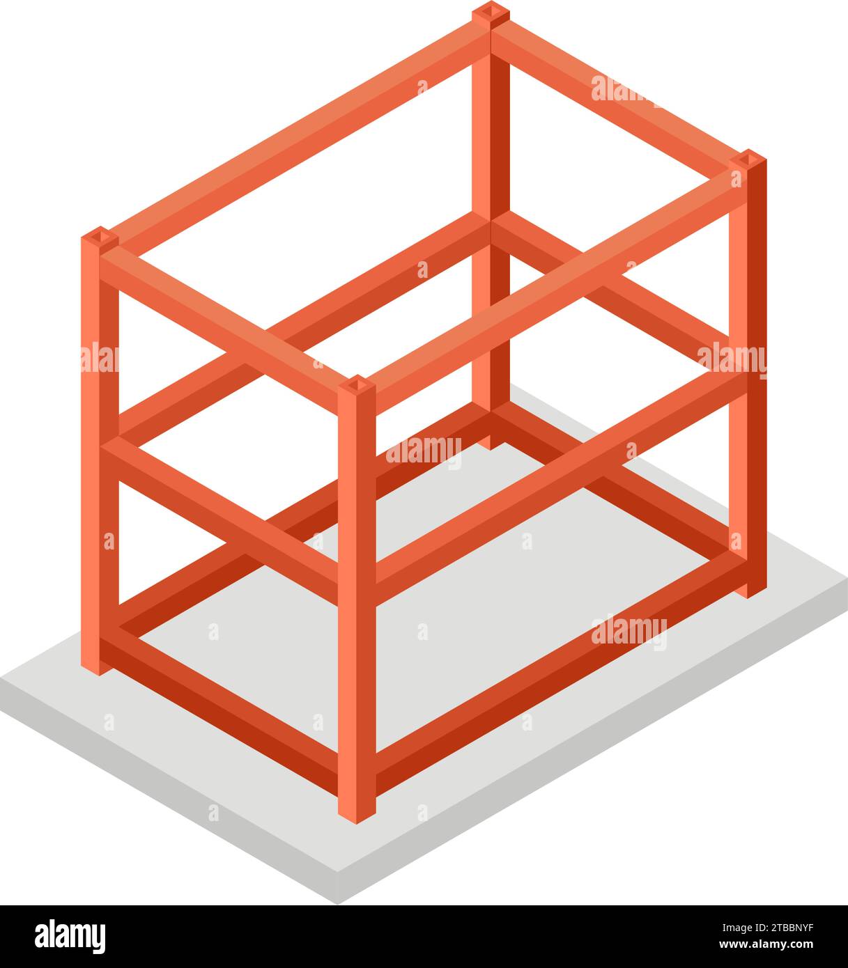 Illustration of building structure, isometric illustration of steel ...