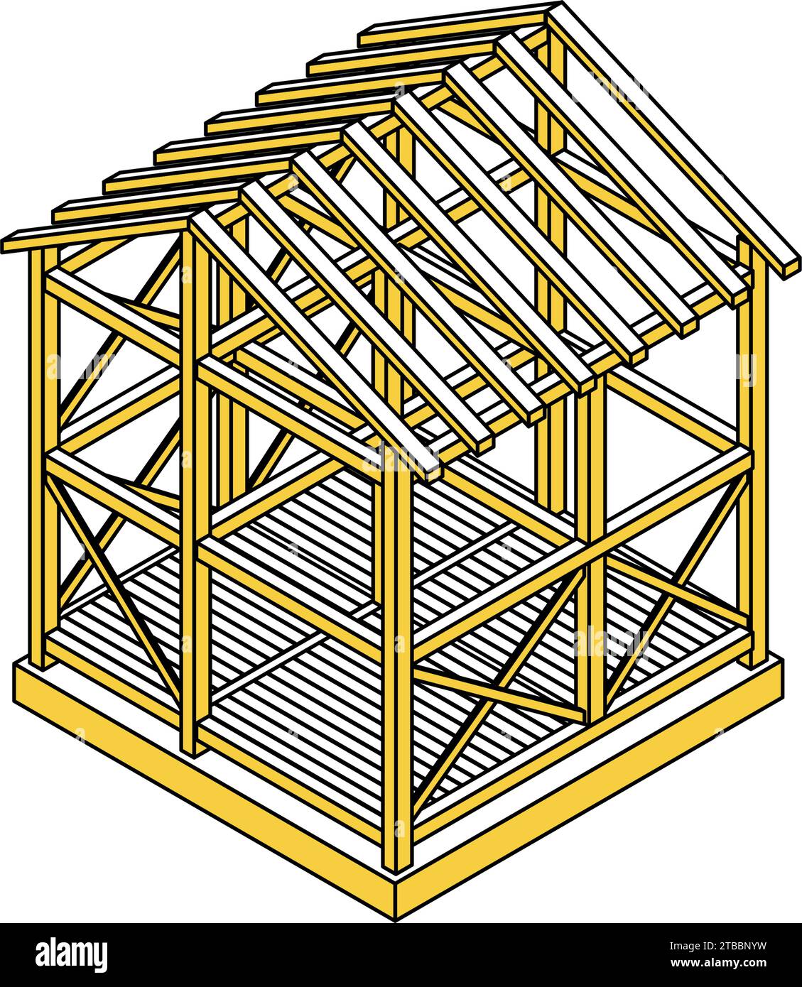 Illustration of building structure, isometric illustration of steel ...