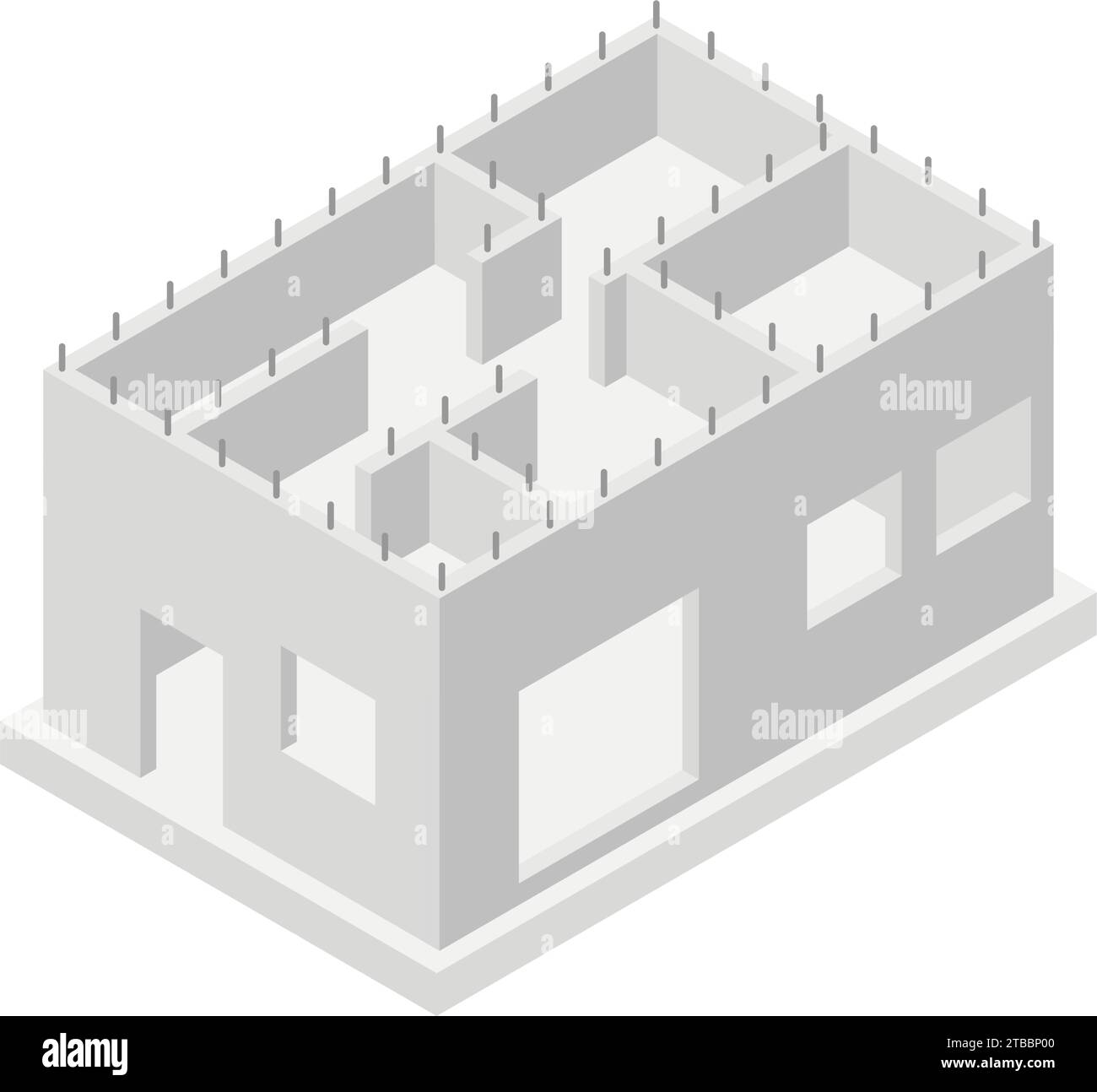 Illustrative illustration of building structure, isometric illustration ...
