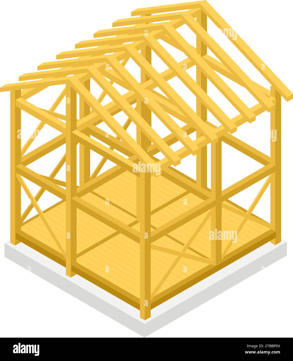 Illustration of building structure, isometric illustration of steel ...