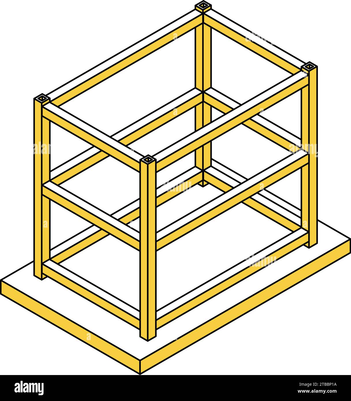 Illustration of building structure, isometric illustration of steel ...