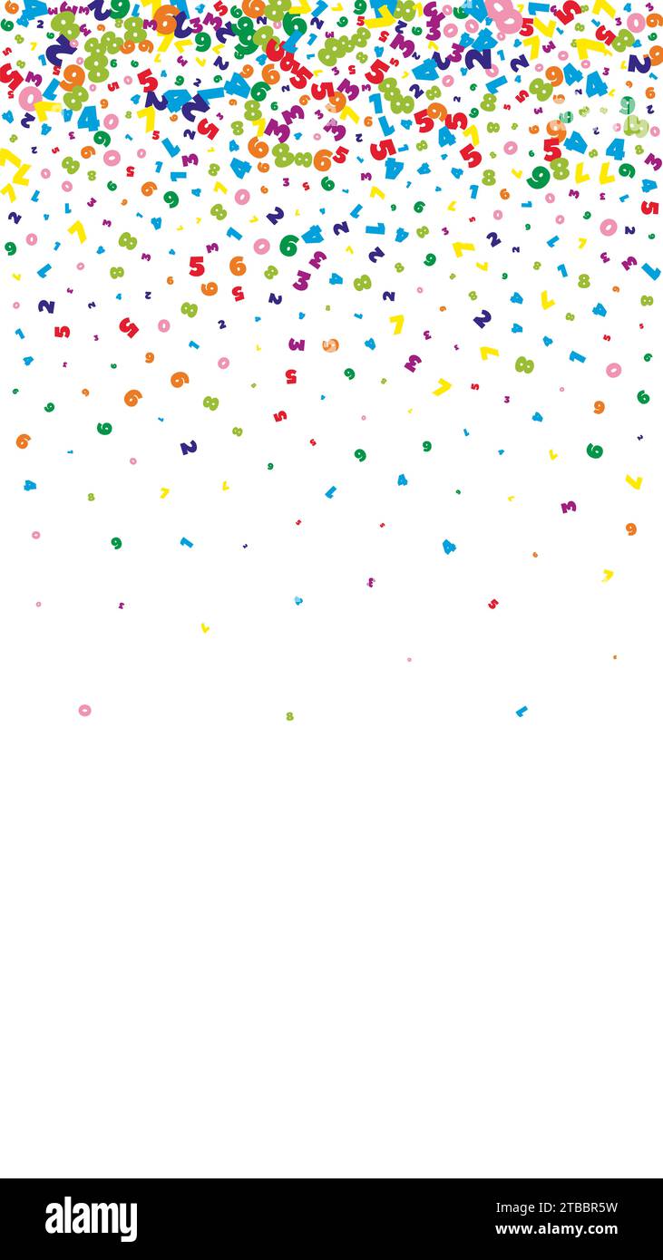 Falling vivid numbers. Math study concept with flying digits. Shapely ...