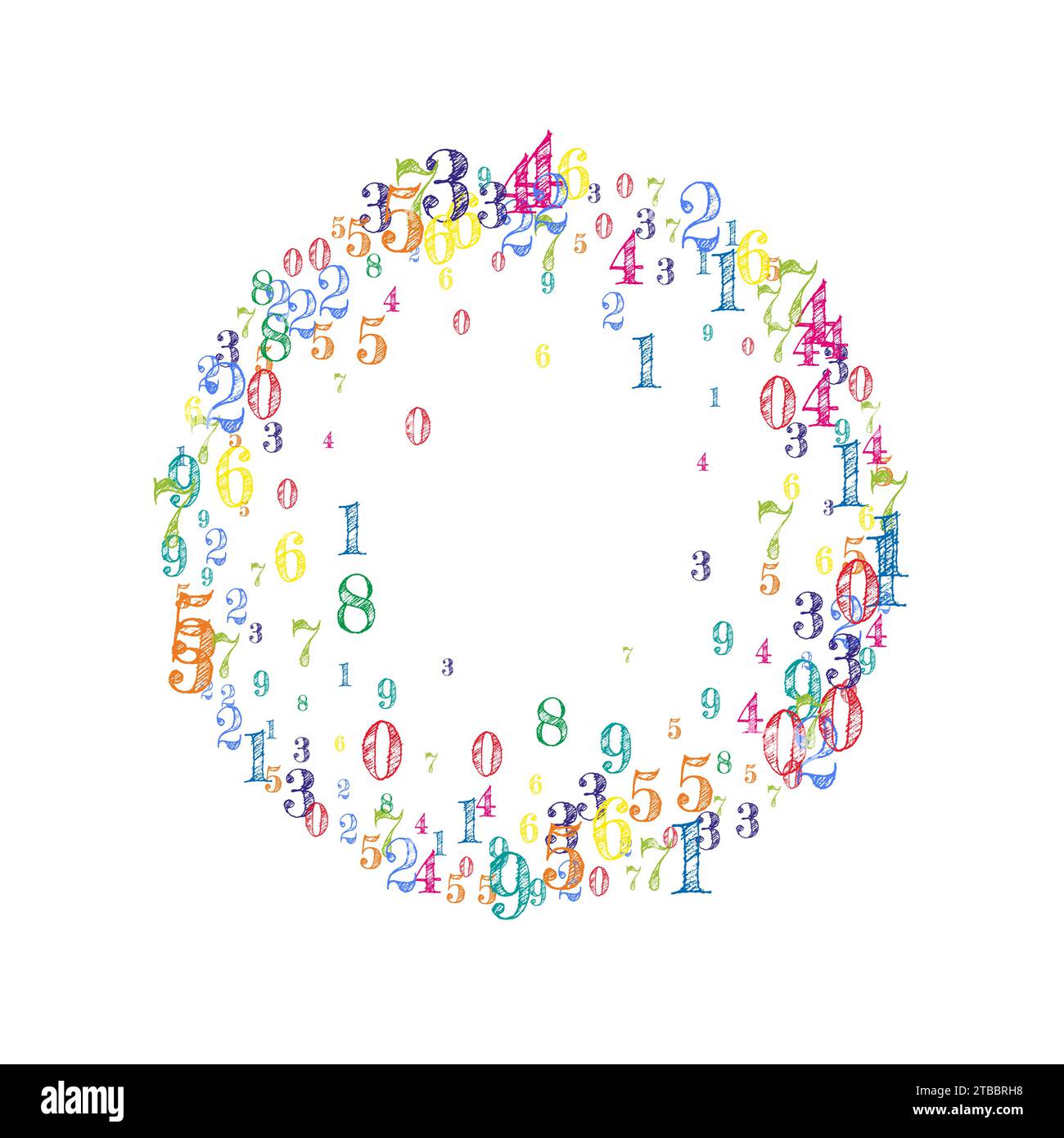 School math notebook cover. Colorful childish numbers floating in the ...