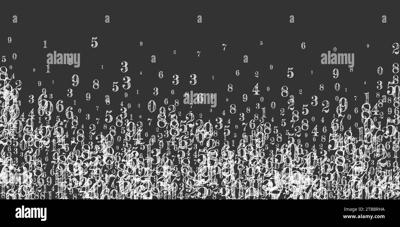 School math notebook cover. White chalk numbers floating in the air ...