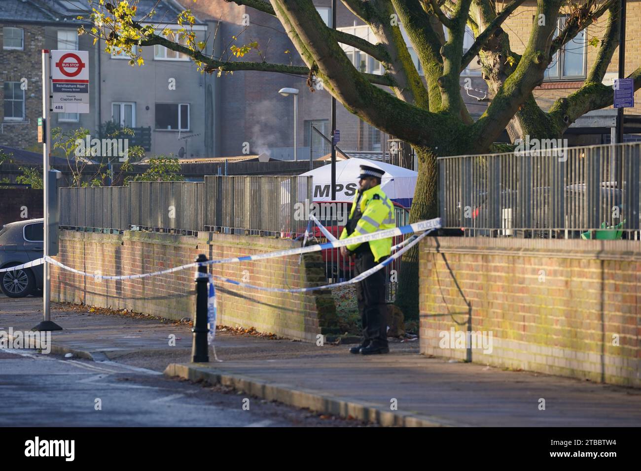 The scene near Vine Close, Hackney, east London, following a shooting ...