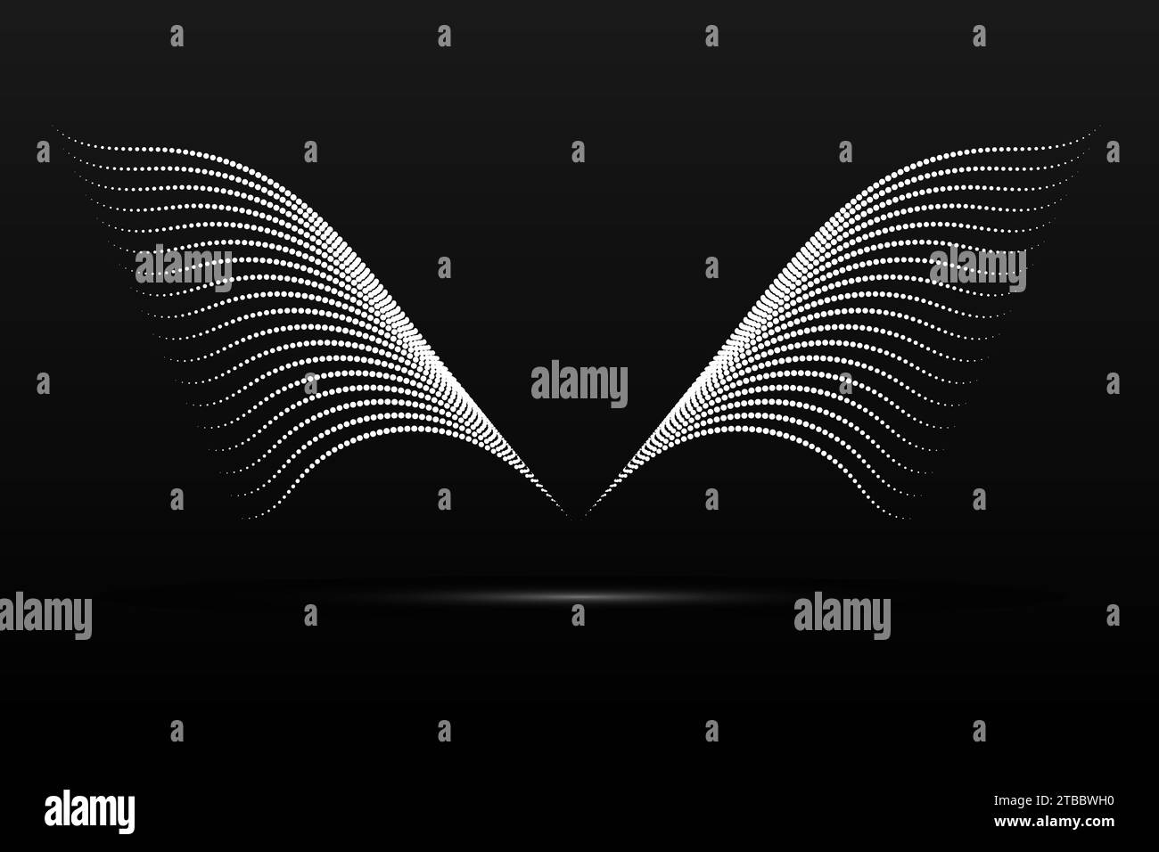 Silver wings linear wavy abstract on a black background. Angel wings. Vector graphics Stock ...