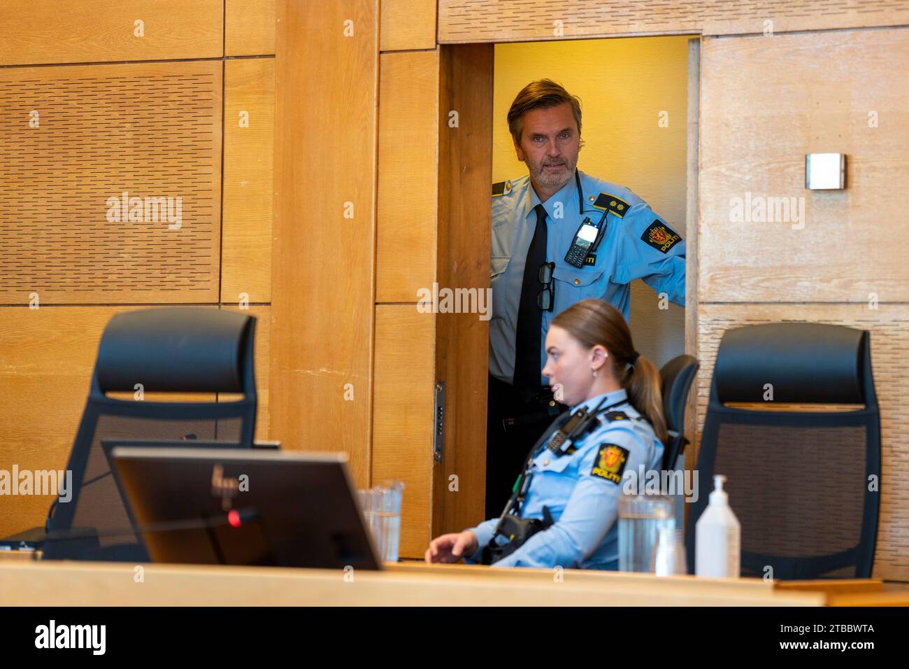 Stavanger 20231205.Defendant Johny Vassbakk sits in the back room while the verdict is read out ...