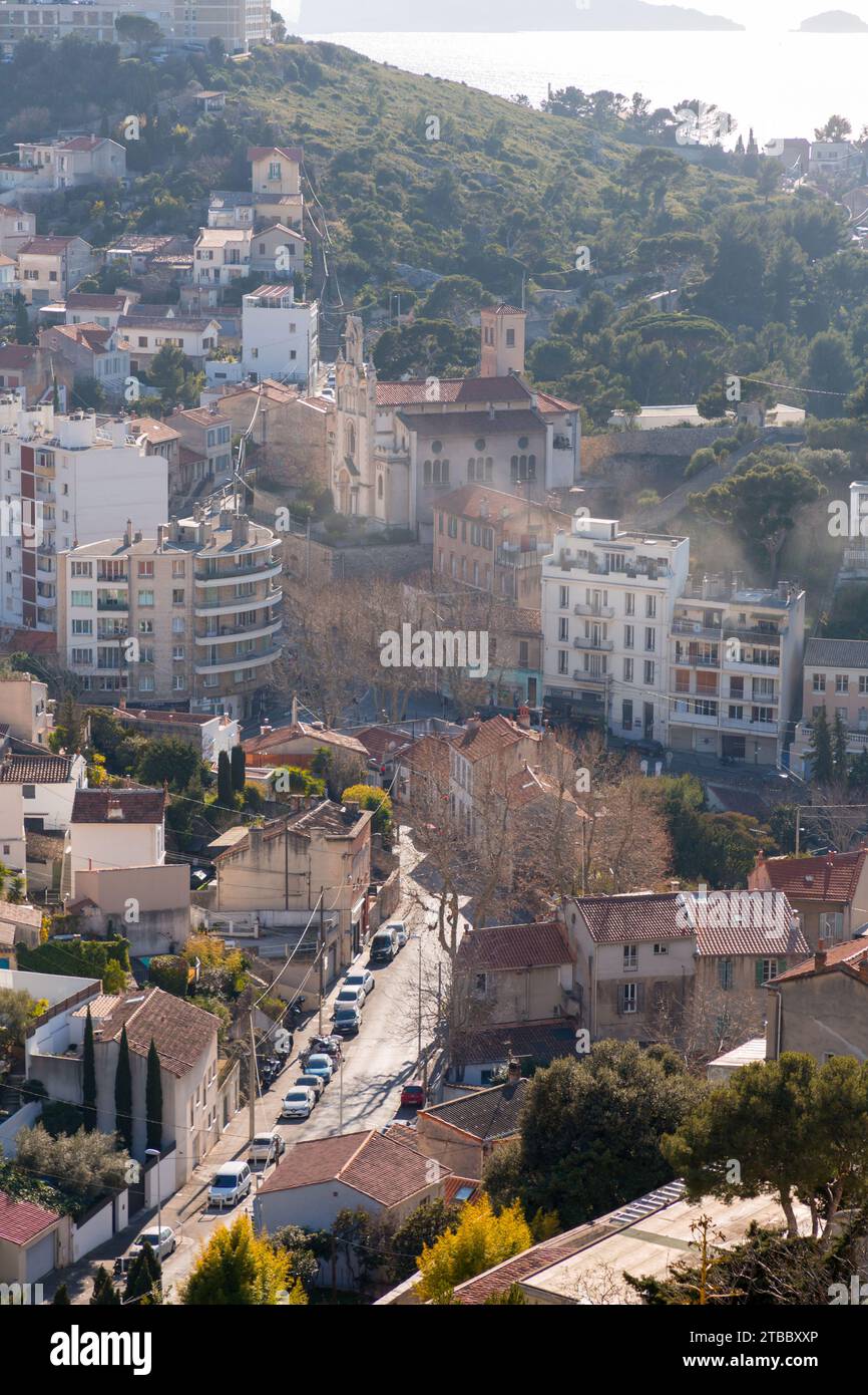 Marseille, France - January 28, 2022: Aerial view of the city of ...