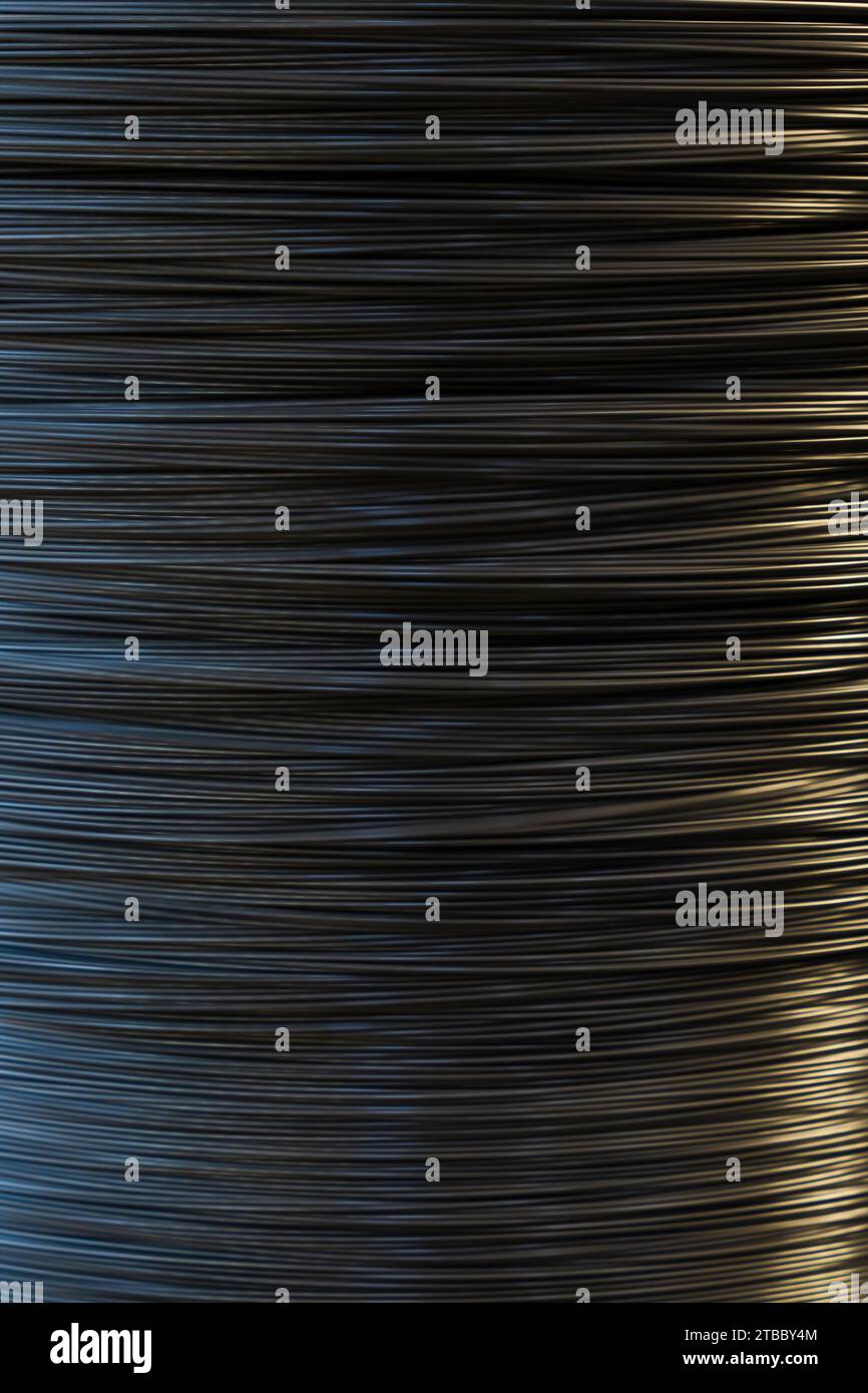 Pile of iron, metal or steel wire rod or coil background for ...