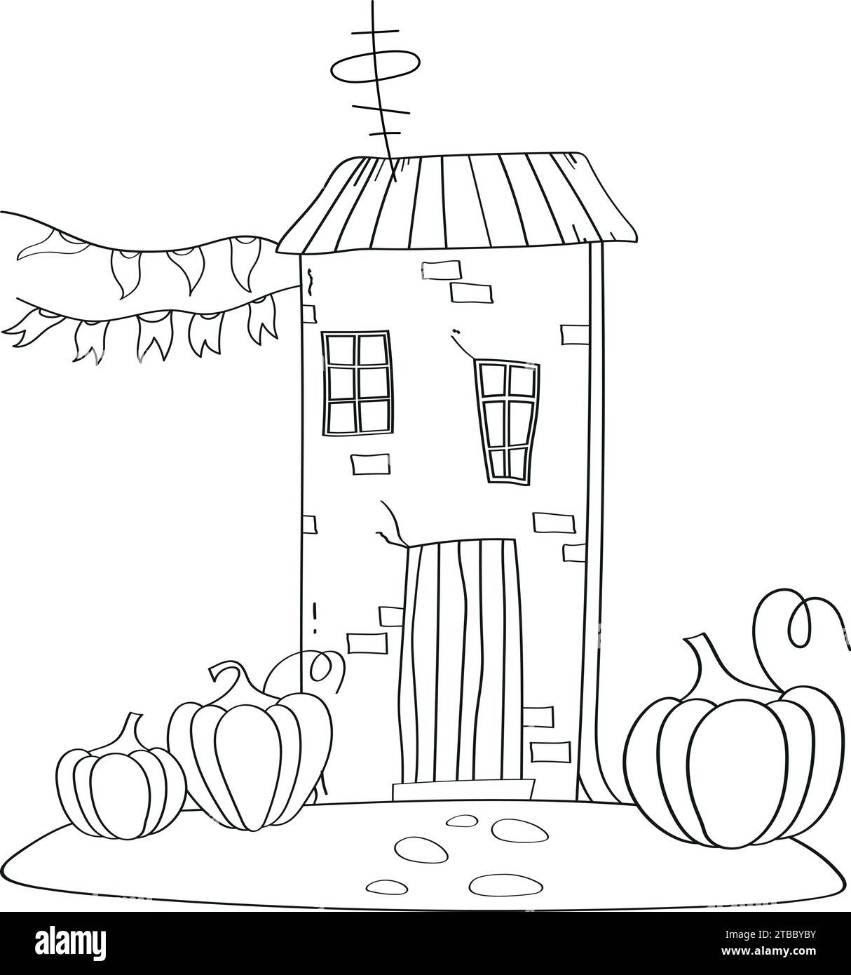Pumpkin house coloring page hi-res stock photography and images - Alamy