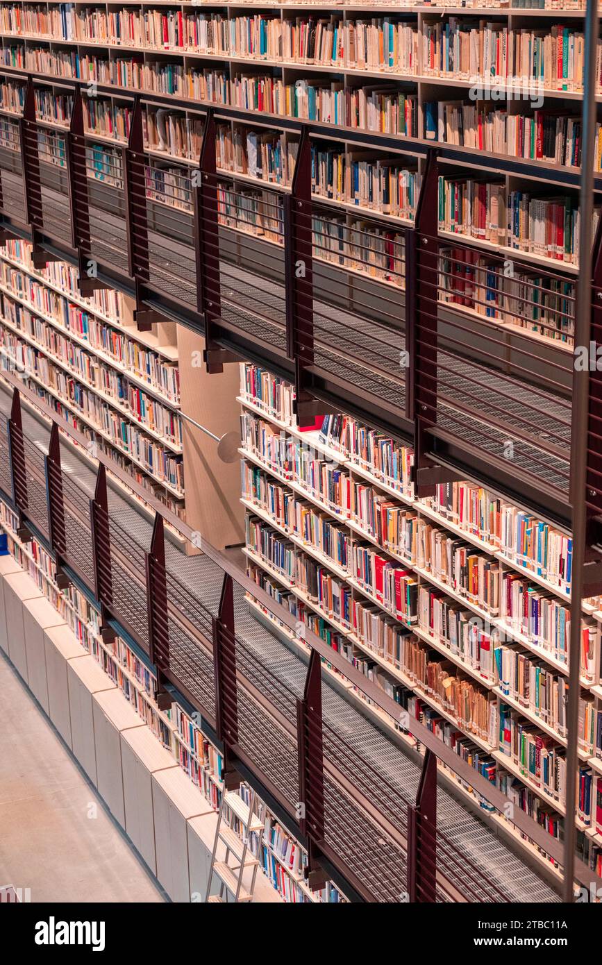 Contemporary Jewish documentation center foundation. Modern library inside Milan Central Station ...
