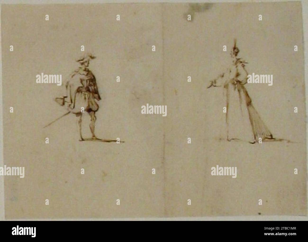 Lady and a genteman facing each other 1941 by Jacques Callot Stock ...