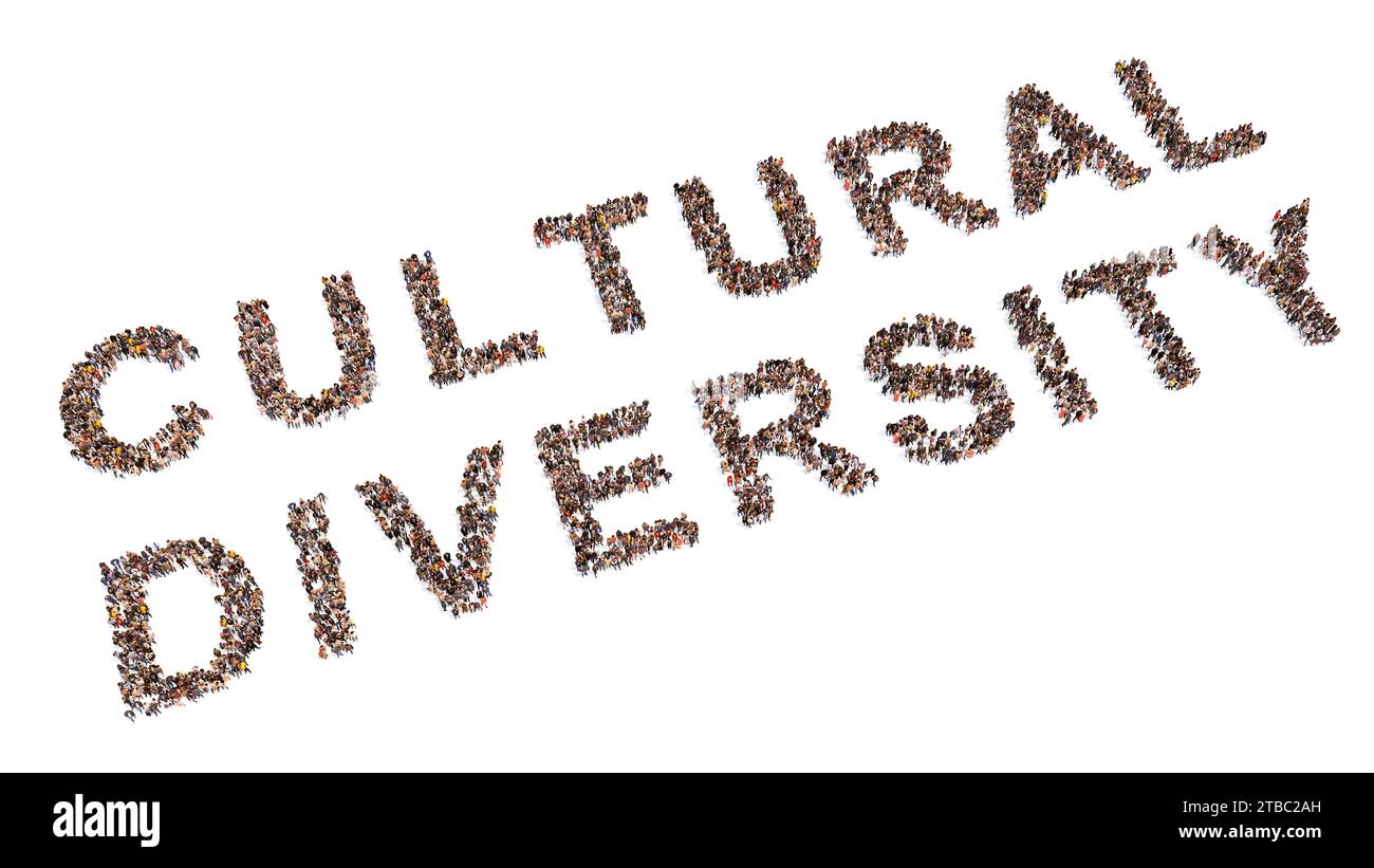Concept conceptual large community of people forming CULTURAL DIVERSITY ...