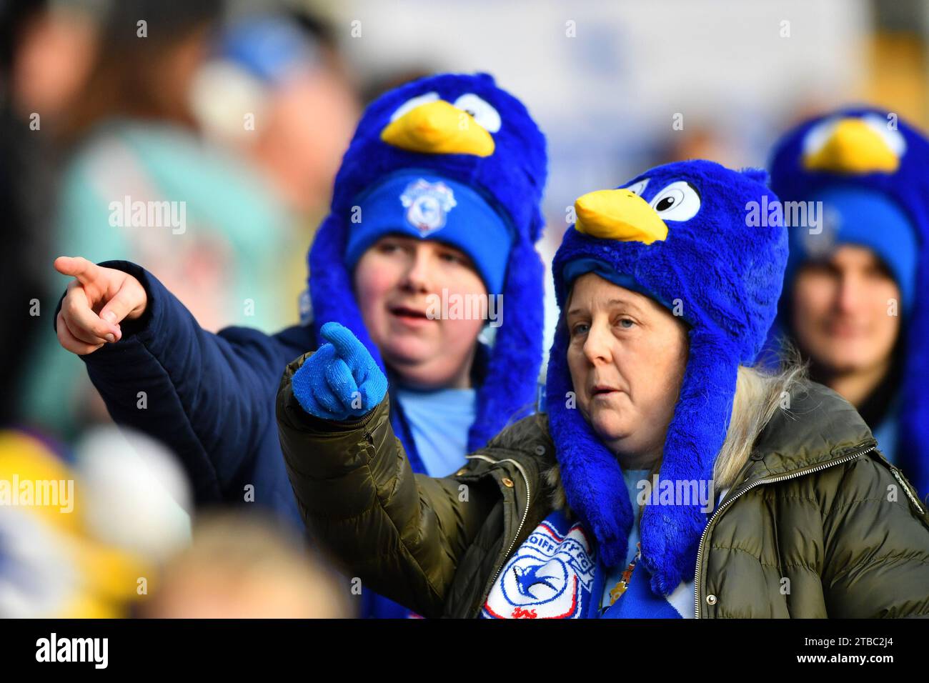 Cardiff City fans in bluebird hats - Southampton v Cardiff City, Sky ...