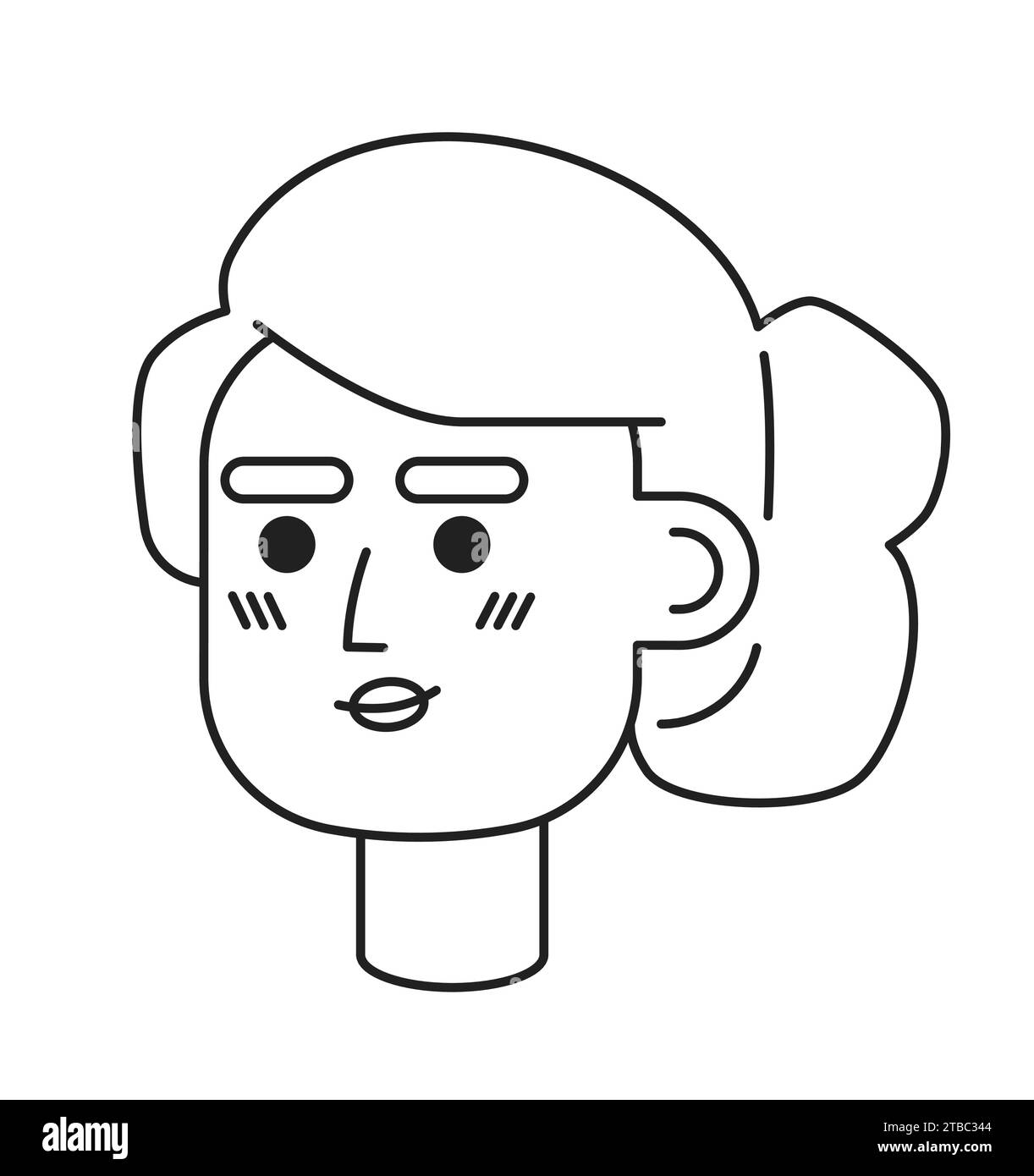 Beautiful woman blonde black and white 2D vector avatar illustration ...