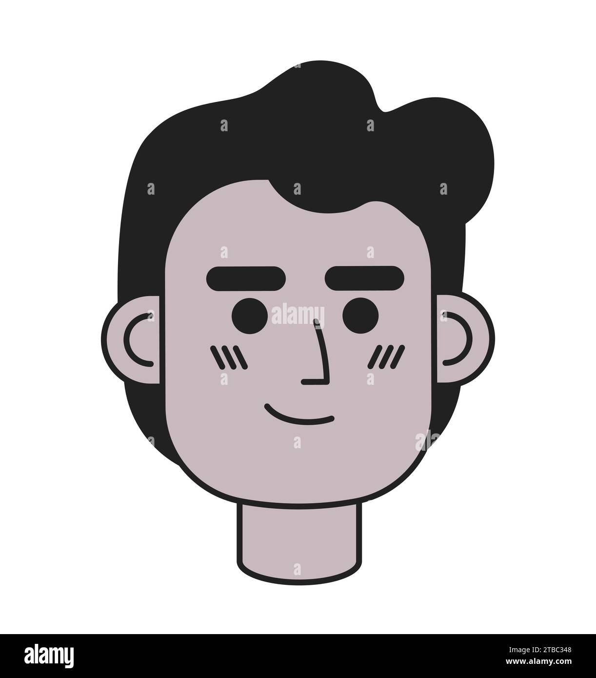 African american man curly hair black and white 2D vector avatar ...