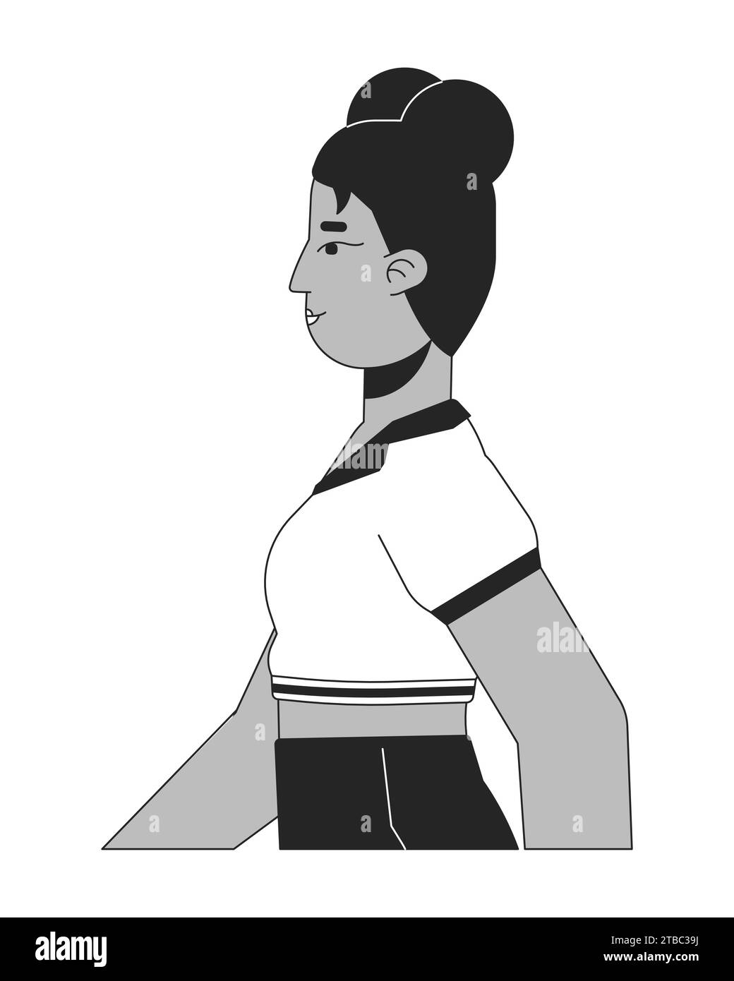 Old Fashioned Retro Black Woman Black And White 2d Line Cartoon Character Stock Vector Image 
