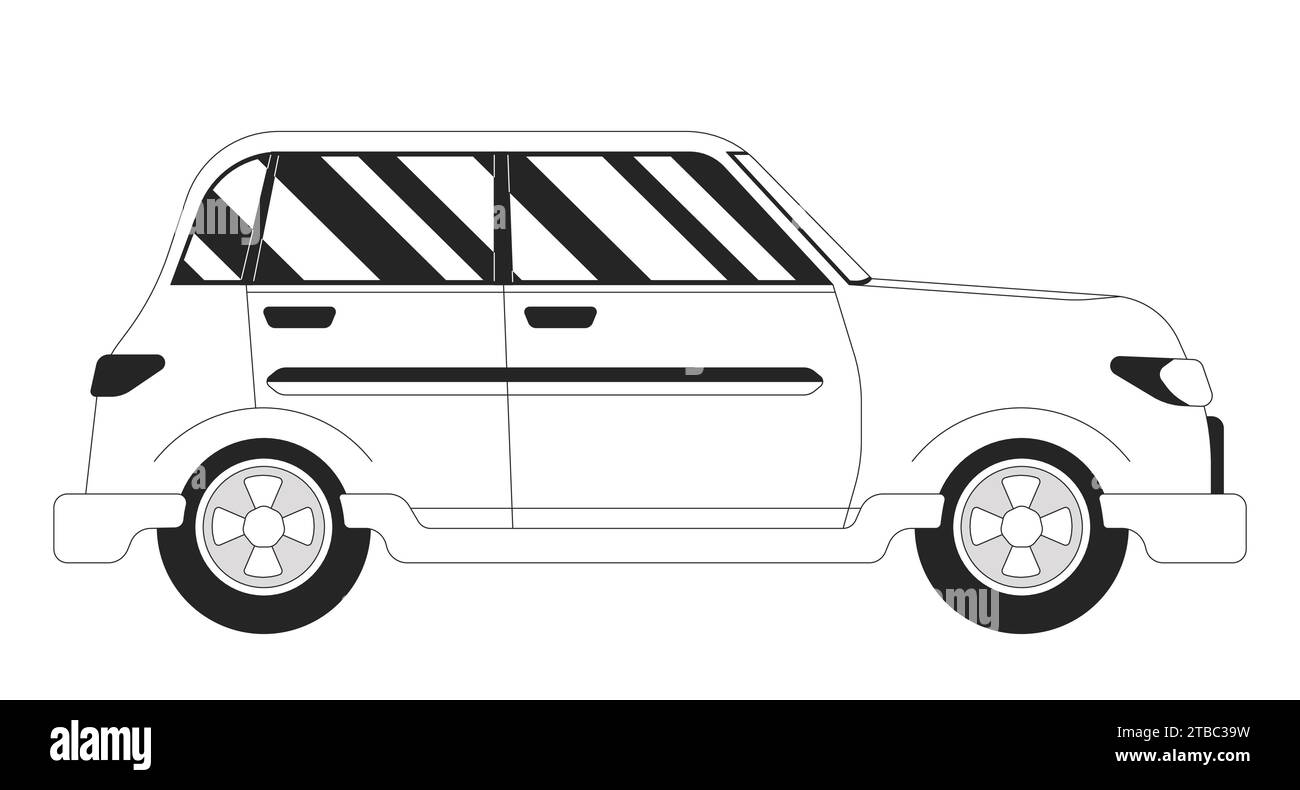 Car retro-styled black and white 2D line cartoon object Stock Vector ...