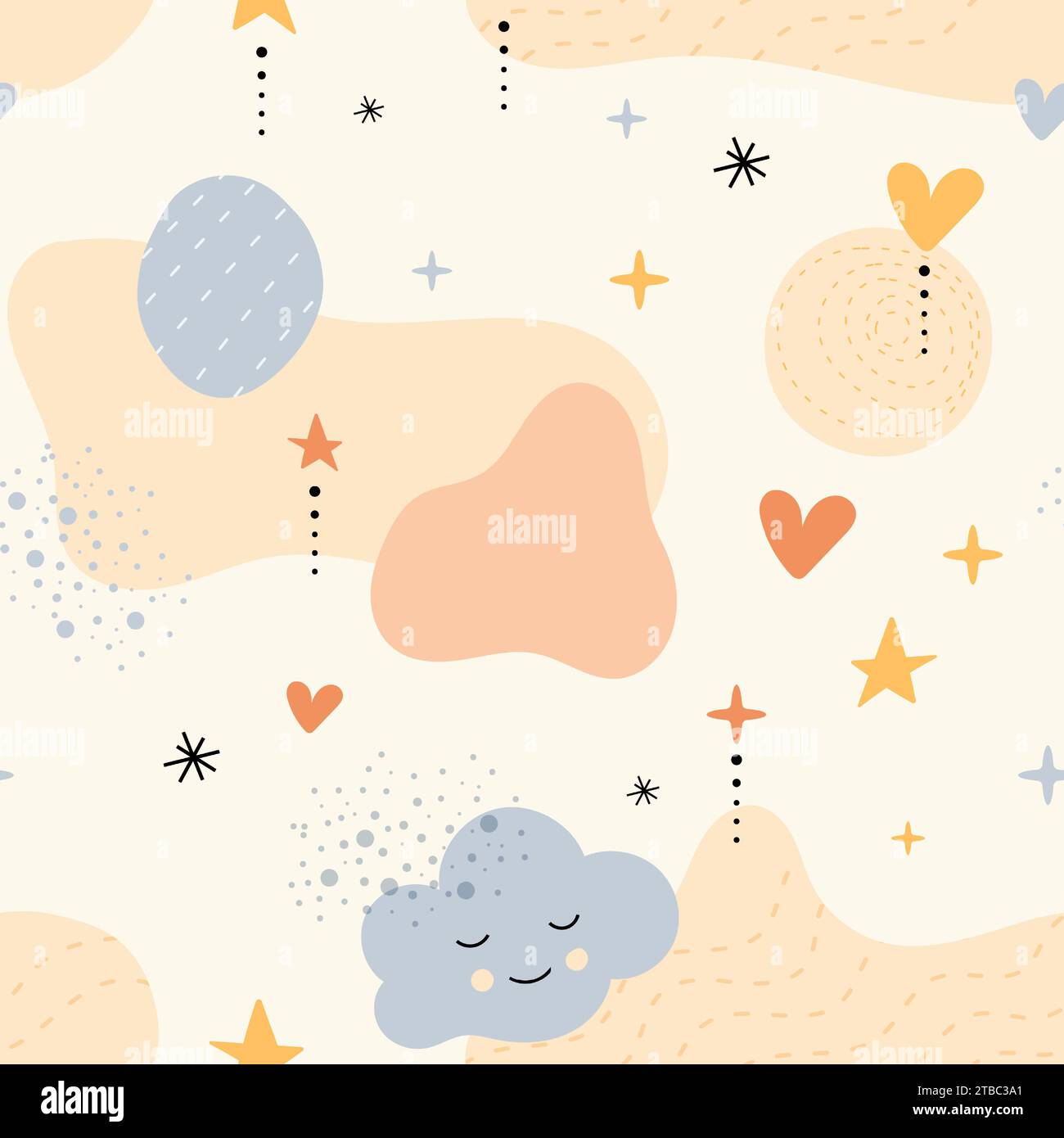 Bohemian baby pattern. Seamless baby pattern in boho style Stock Vector ...
