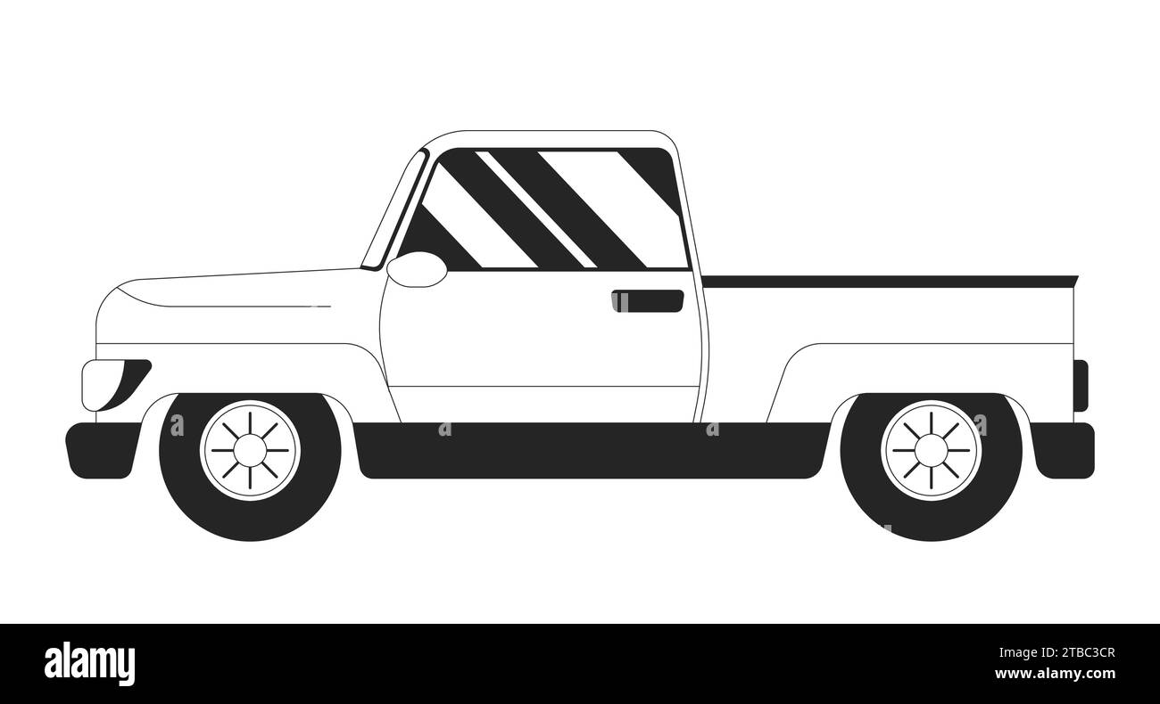 Car Side View Black And White 2d Line Cartoon Object Stock Vector Image