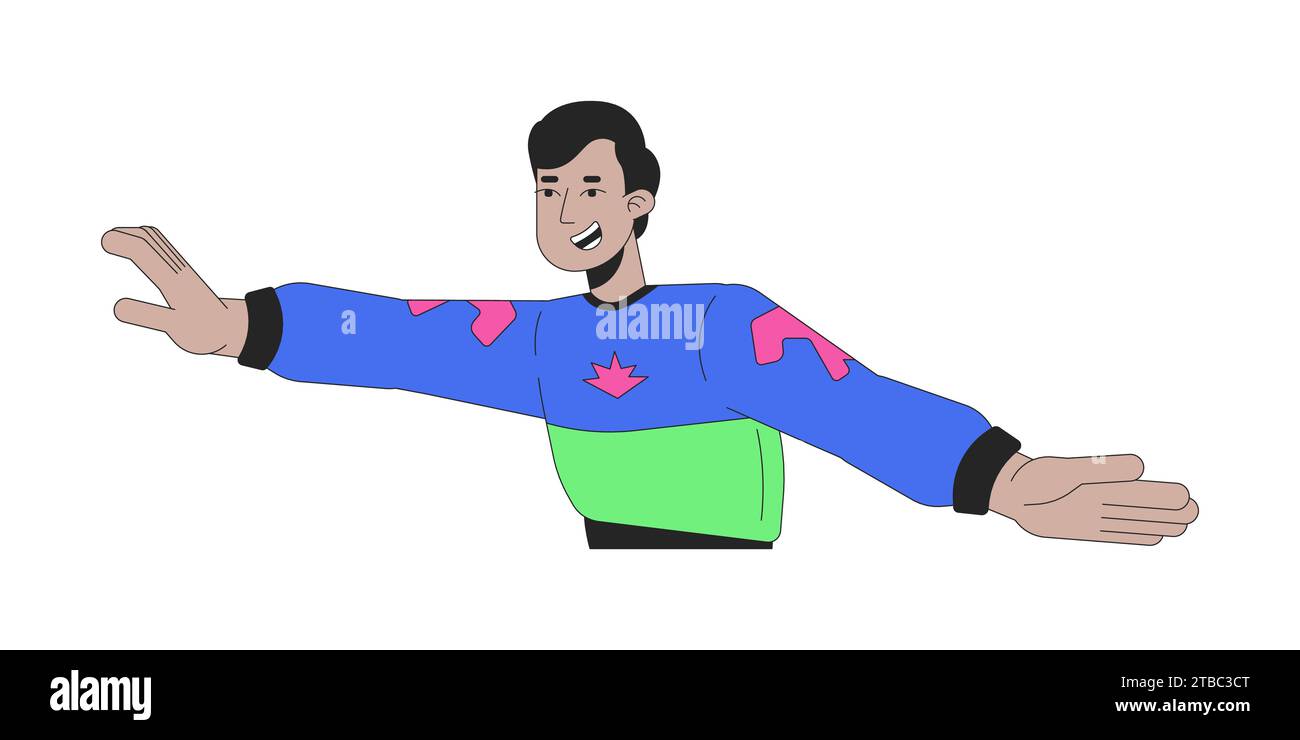 Dance move with hands indian man 2D linear cartoon character Stock ...
