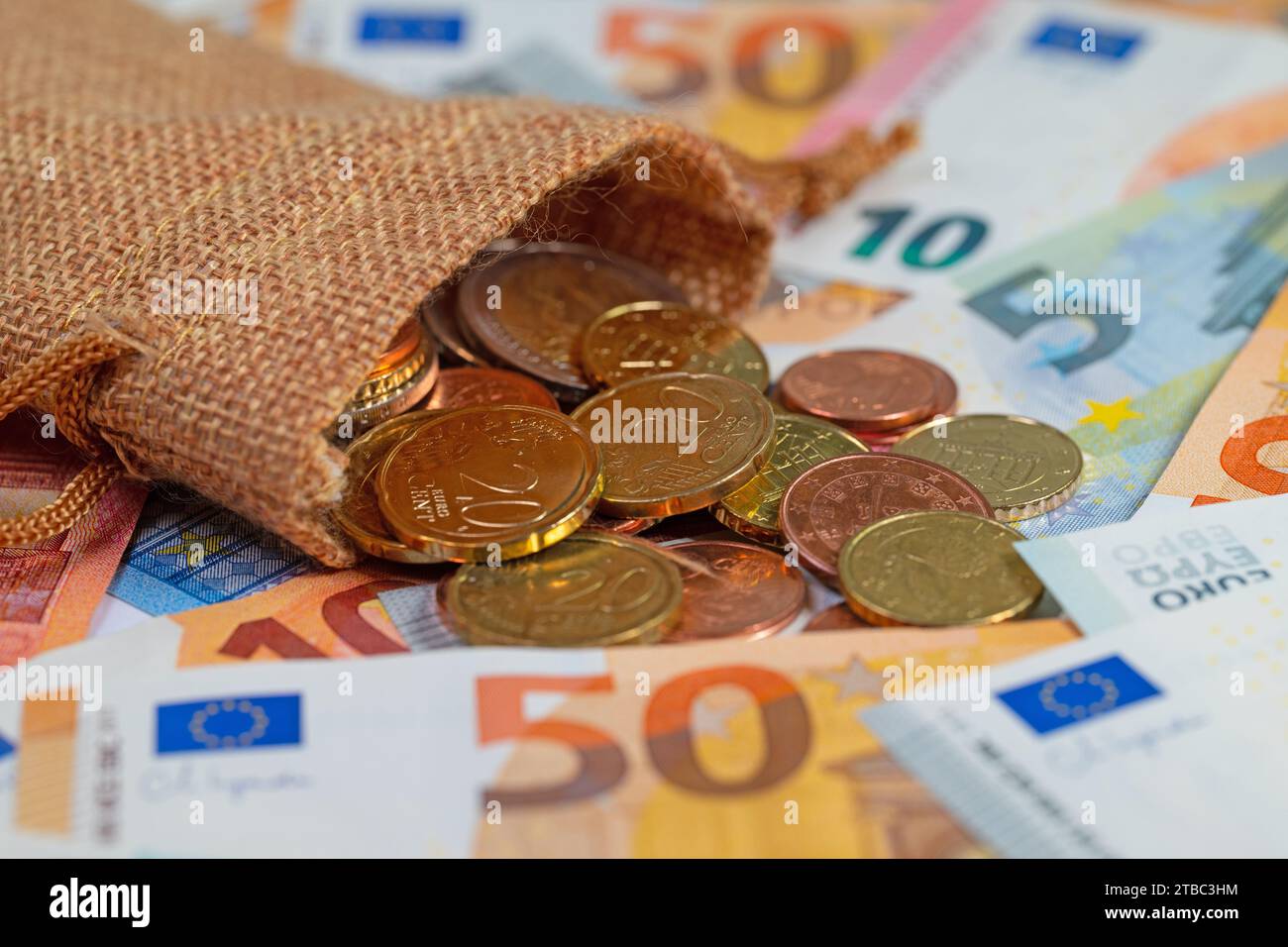 A bag of euro coins hi-res stock photography and images - Alamy