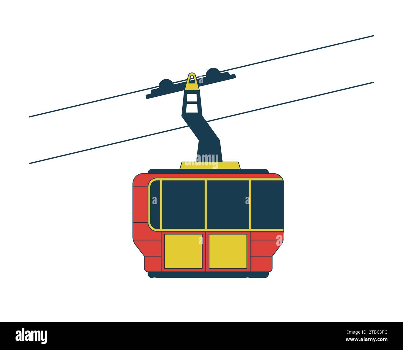 Gondola ski lift riding 2D linear cartoon object Stock Vector Image ...