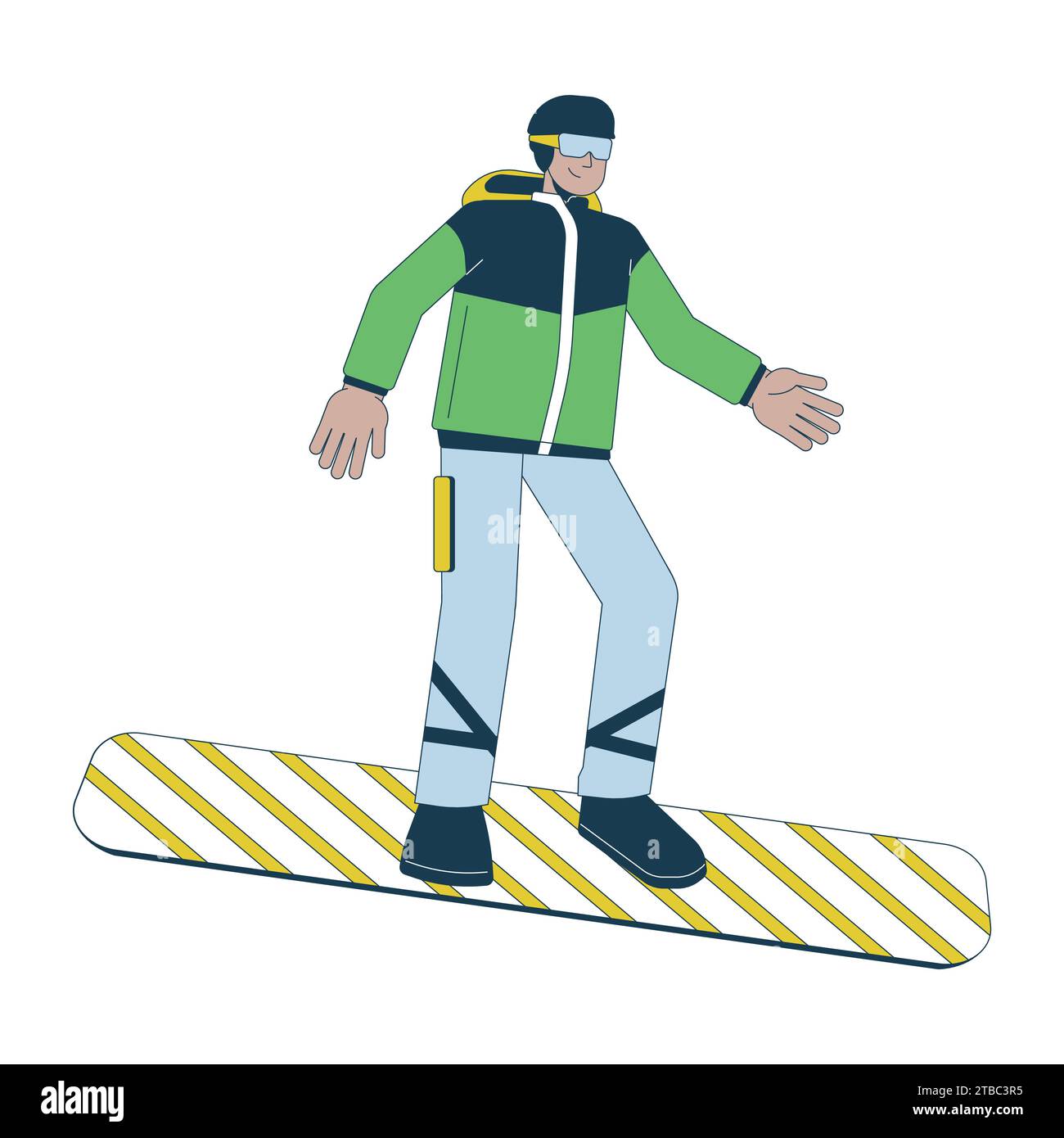 Snowboarder male latin american 2D linear cartoon character Stock ...