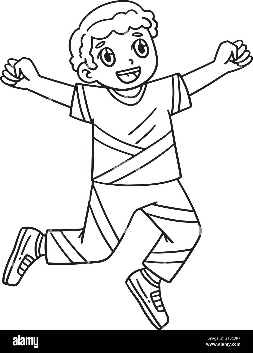 Cheerleader Boy Jumping Isolated Coloring Page Stock Vector Image & Art ...
