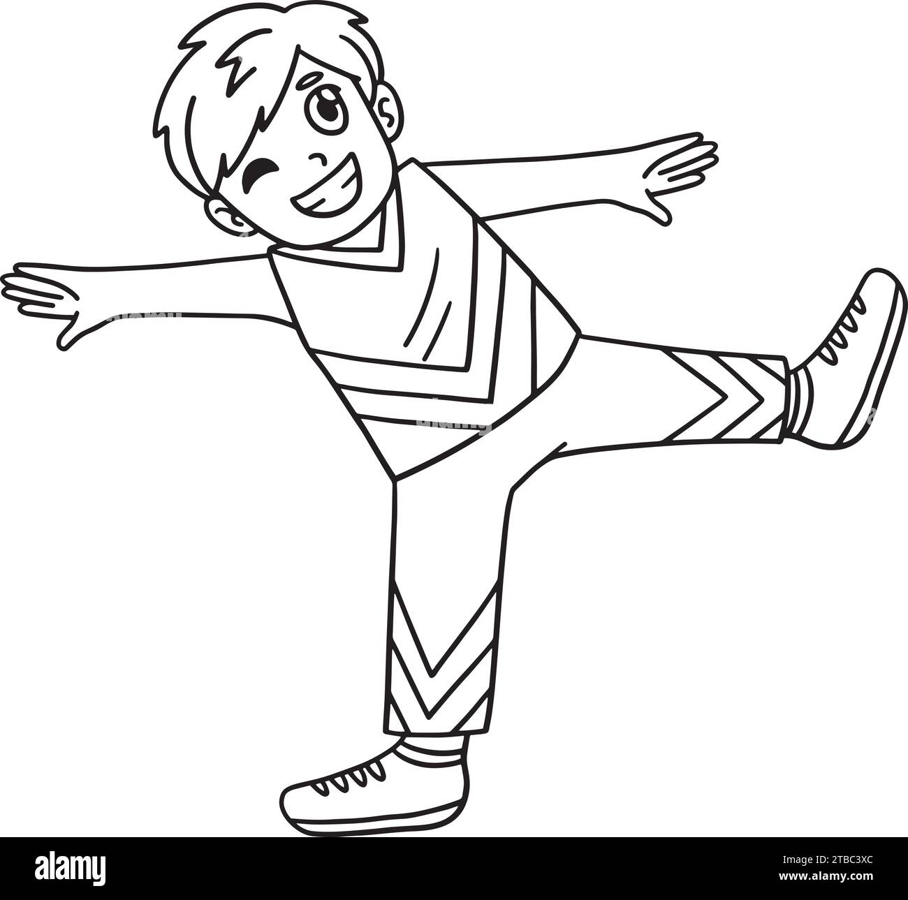 Cheerleader Boy Stretching Isolated Coloring Page Stock Vector Image ...
