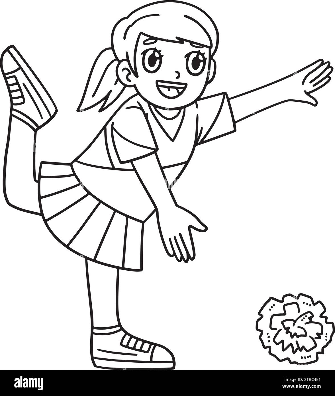 Girl Cheerleader Stretching Isolated Coloring Page Stock Vector Image ...