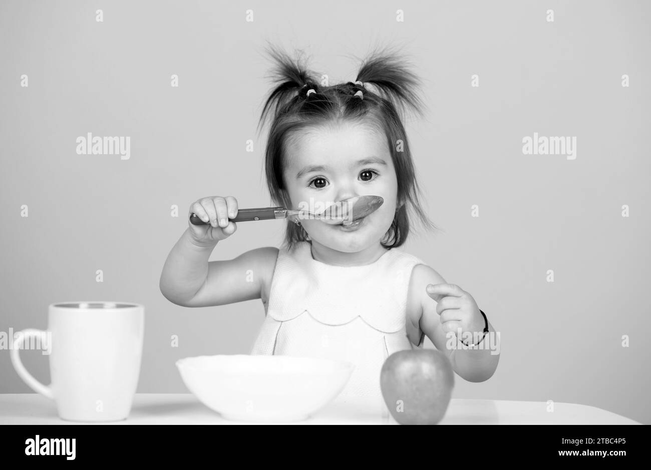 Healthy babies meal Black and White Stock Photos & Images - Alamy