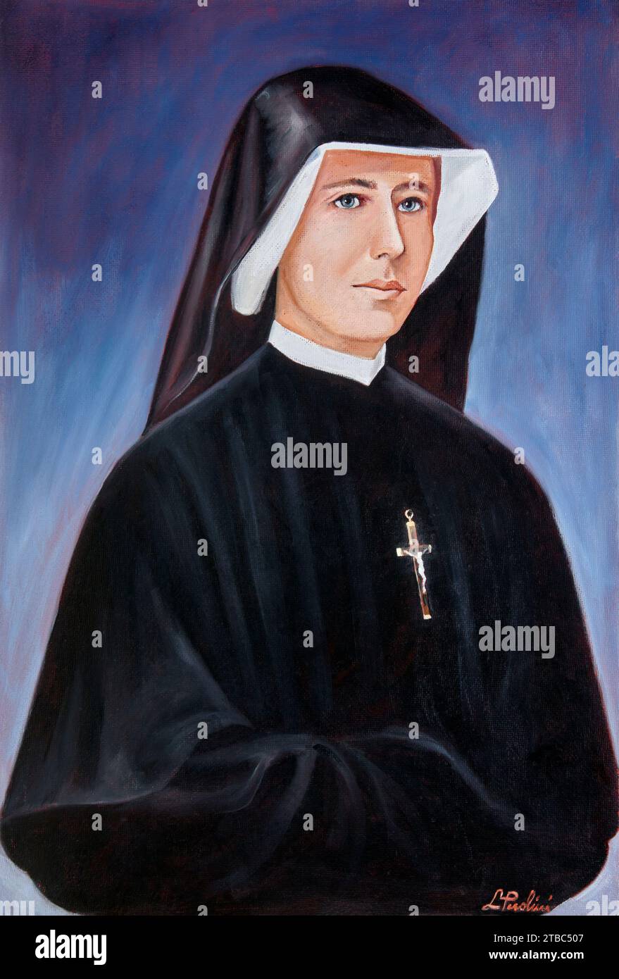 S. Maria Faustina Kowalska - olio su tela - Luciano Perolini - 2000 - Scannabue (Cr) chiesa ...
