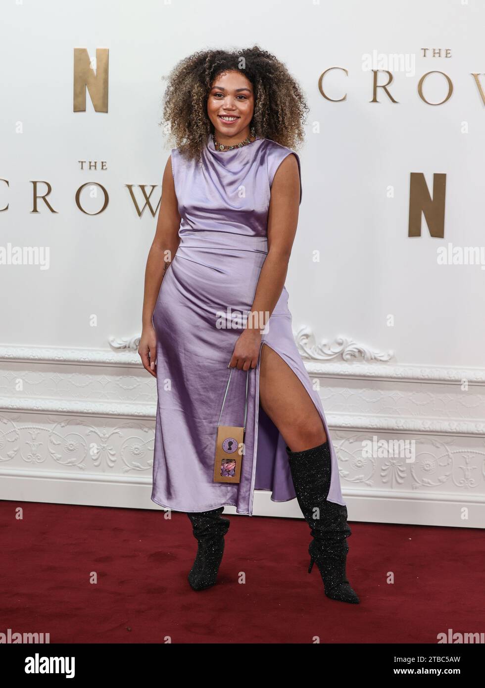 Ruby Barker seen attending the finale celebration for "The Crown" at Royal Festival Hall in ...