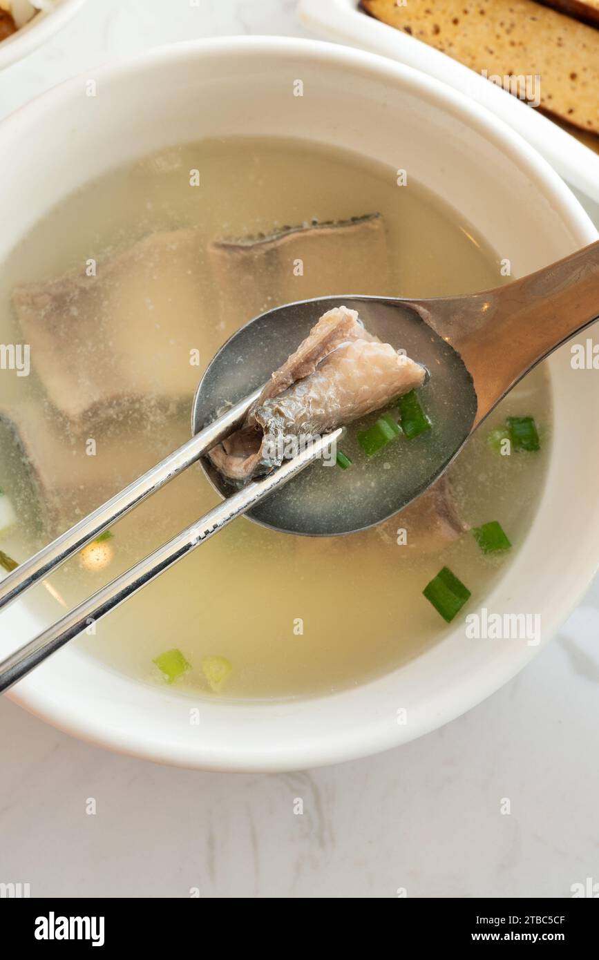Milkfish skin soup, distinctive and famous seafood cuisine of Taiwanese ...