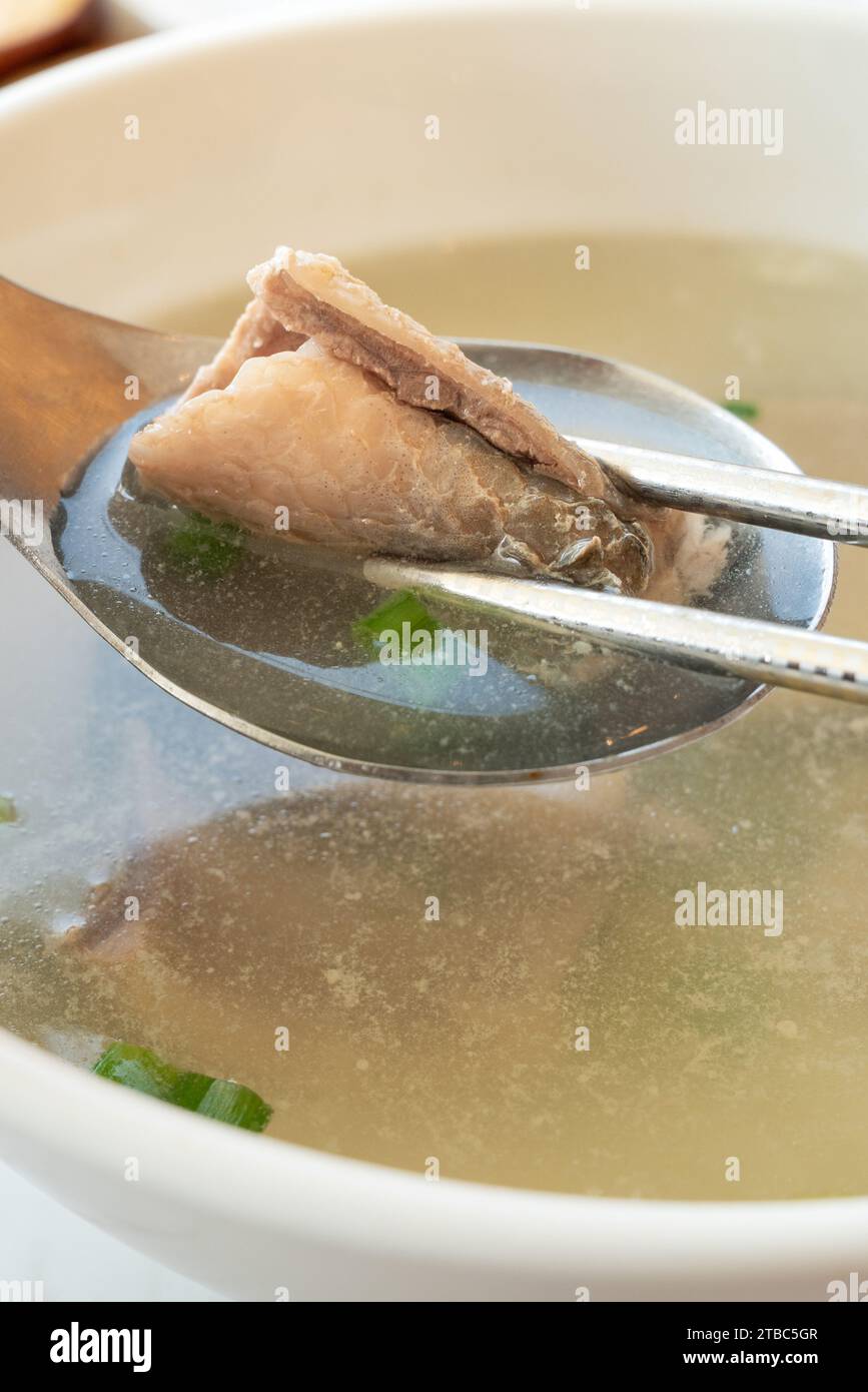 Milkfish skin soup, distinctive and famous seafood cuisine of Taiwanese ...