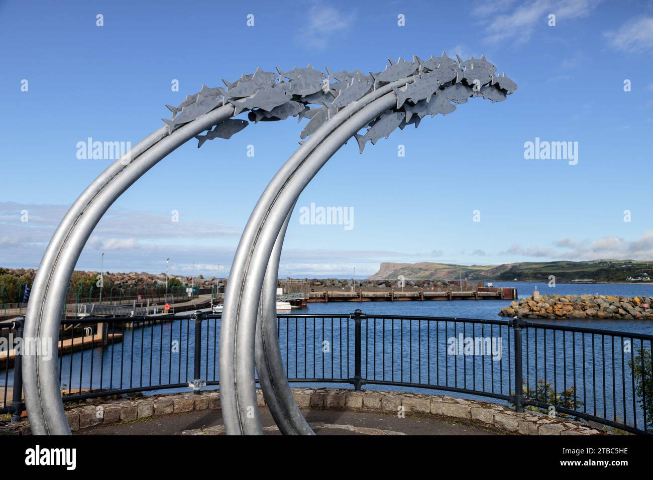 Leaping fish sculpture at Ballycastle, County Antrim, Northern Ireland ...