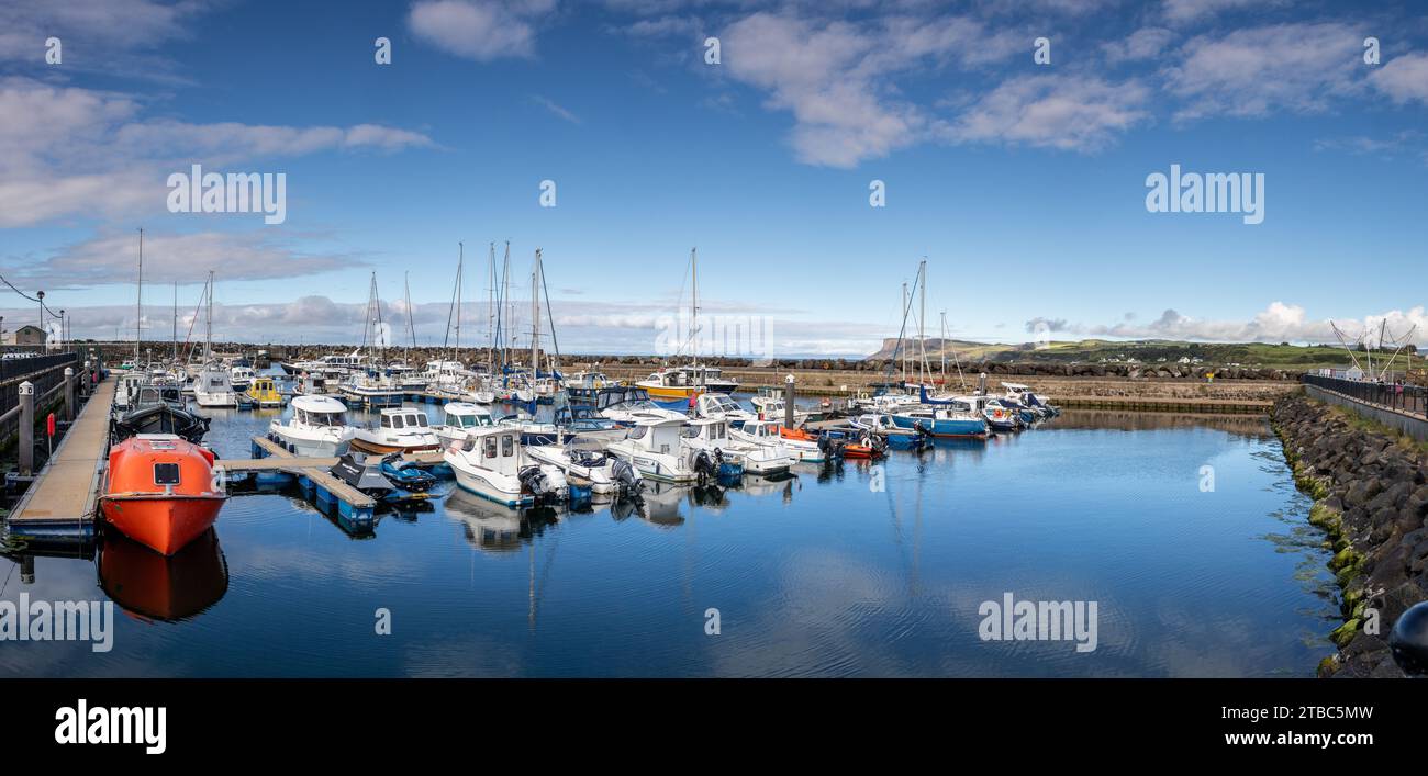 Panoramic view of Ballycastle marina, County Antrim, Northern Ireland ...