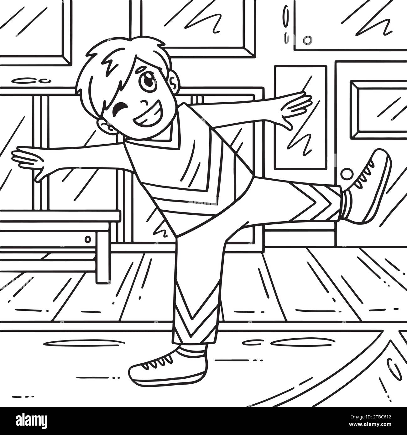 Cheerleading Boy Cheerleader Stretching Coloring Stock Vector Image ...