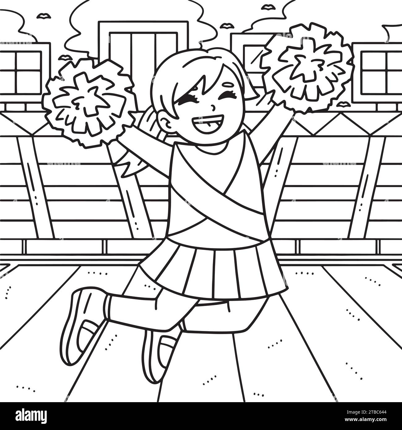 Cheerleading Girl Cheerleader Jumping Coloring Stock Vector Image & Art ...