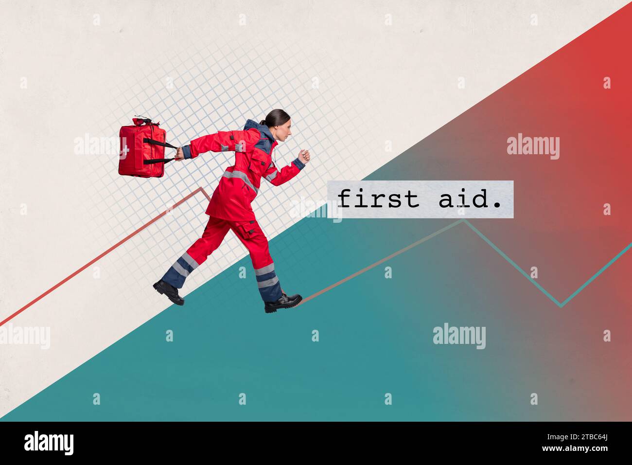 Creative drawing collage picture of beautiful young female running fast ...