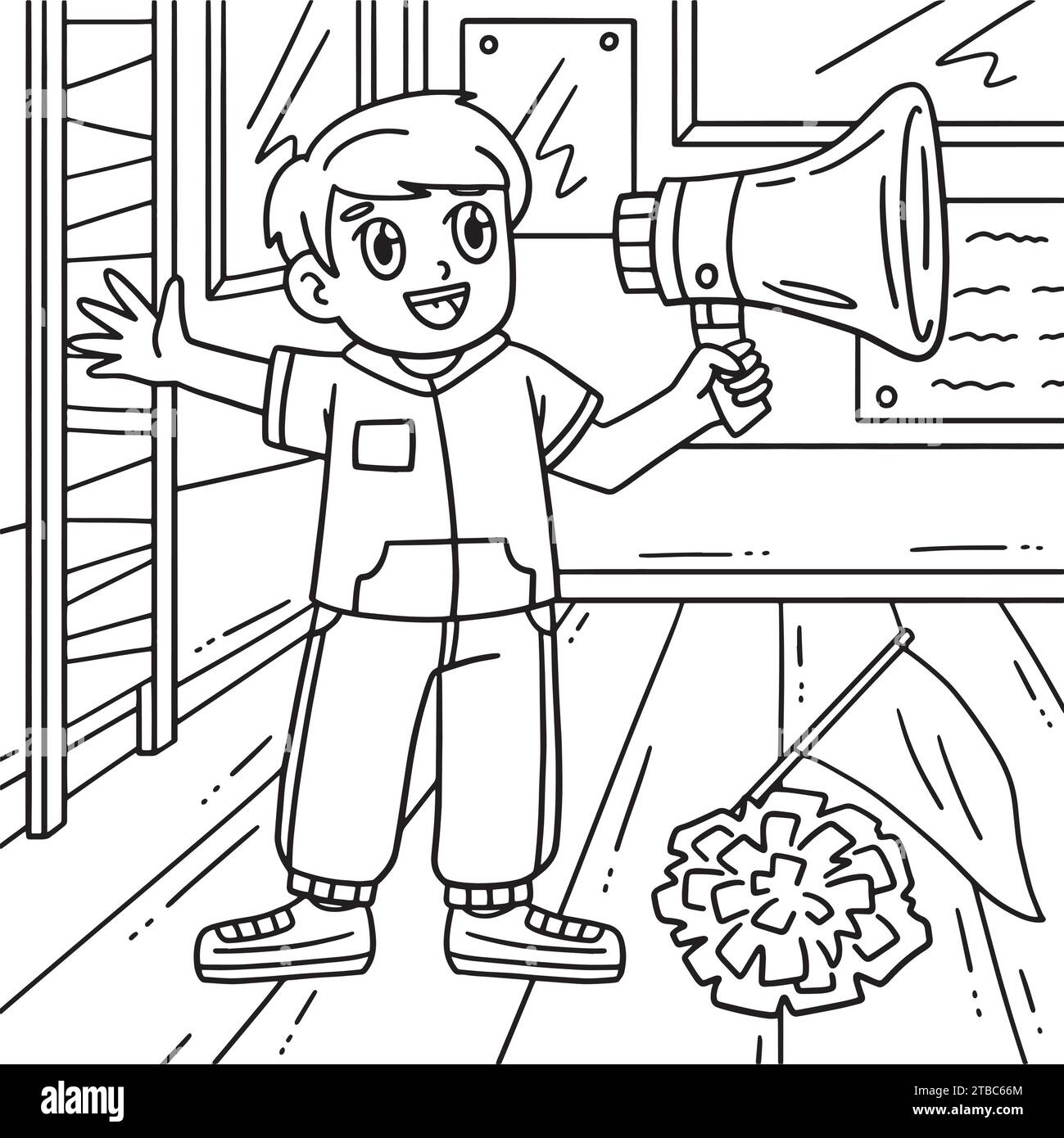 Cheerleading Male Choreographer Coloring Page Stock Vector Image And Art Alamy 
