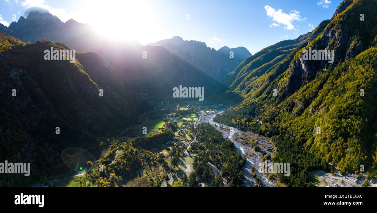 Sunrise over Theth Village in the Northern Albanian Alps Stock Photo ...