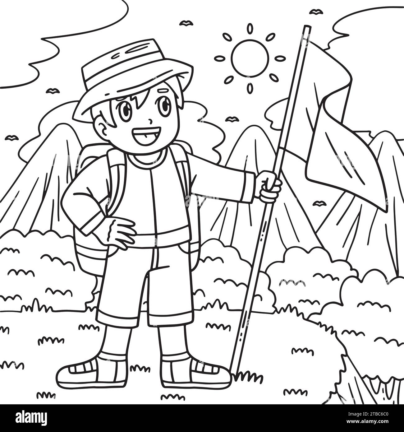 Kids summer camping vector Black and White Stock Photos & Images - Alamy