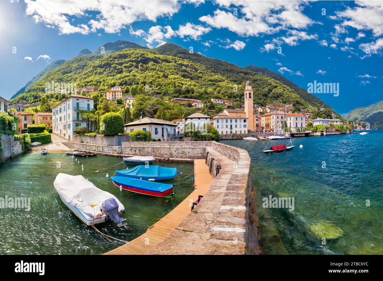 Laglio. Idyllic town of Laglio and Como lake waterfront panoramic view ...