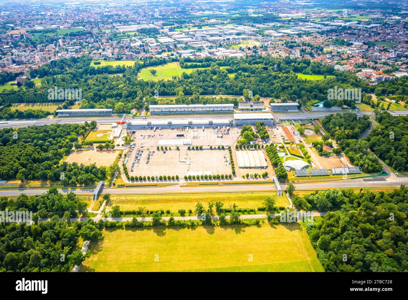 Monza race circut aerial view near Milano, Lombardy region of Italy ...